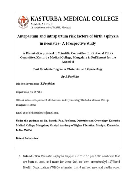 Protocol Poojitha Completed Pdf Causes Of Death Motherhood