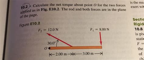 Solved Calculate The Net Torque About Point O For The Two Chegg Com