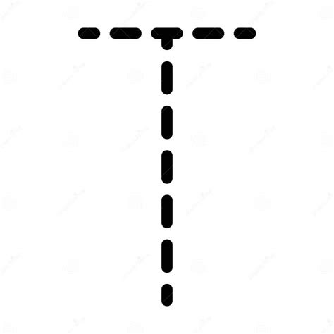 Tracing Alphabet Letter T Prewriting Dotted Line Element For