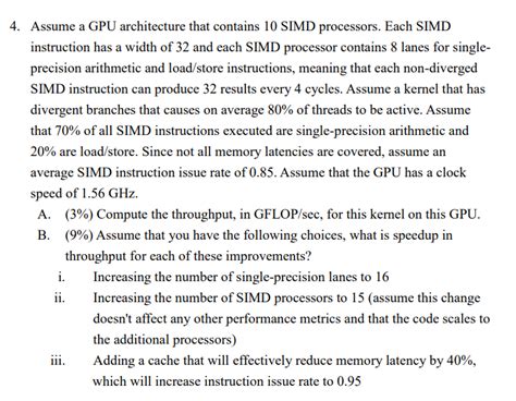solved 4 assume a gpu architecture that contains 10 simd