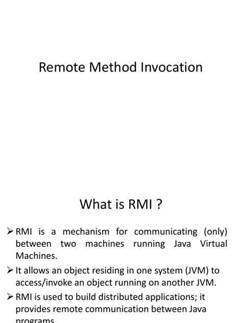Remote Method Invocation Pdf Java Programming Language Information Technology Management