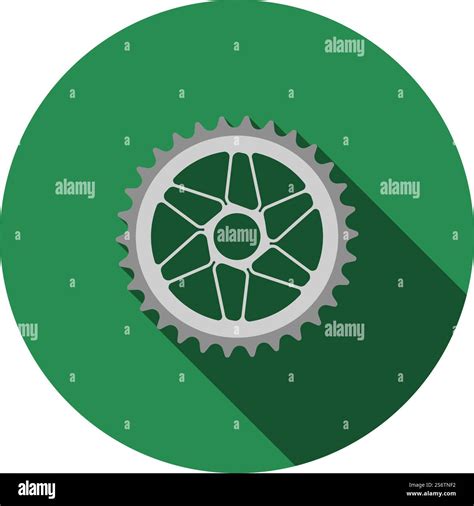 Bike Gear Star Icon. Flat Circle Stencil Design With Long Shadow. Vector Illustration Stock ...