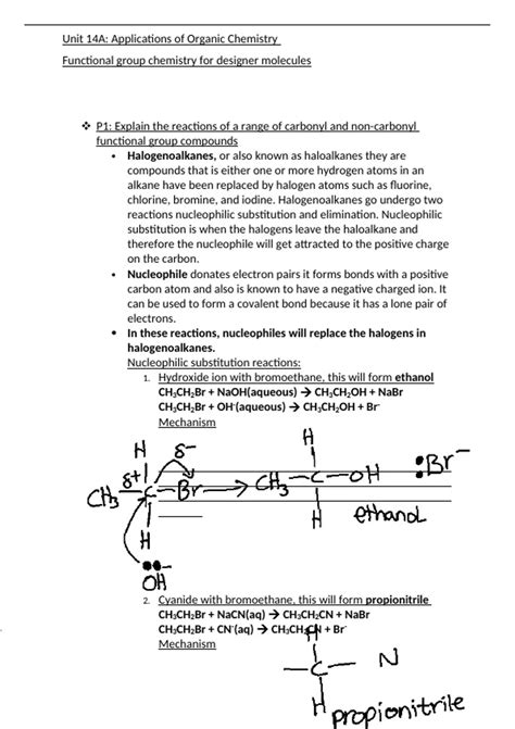 Btec Applied Science Level 3 Unit 14 Applications Of Organic Chemistry Learning Aim A Unit 14
