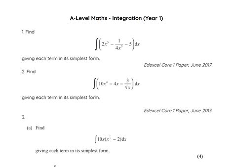 A Level Maths Year 1 Integration Learnly