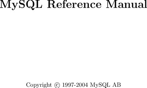 My Sql Reference Manual