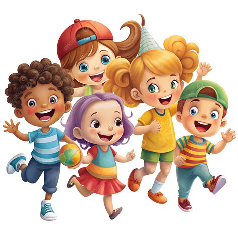 Ilustração De Clipart De Crianças Felizes Diversas Crianças Brincando