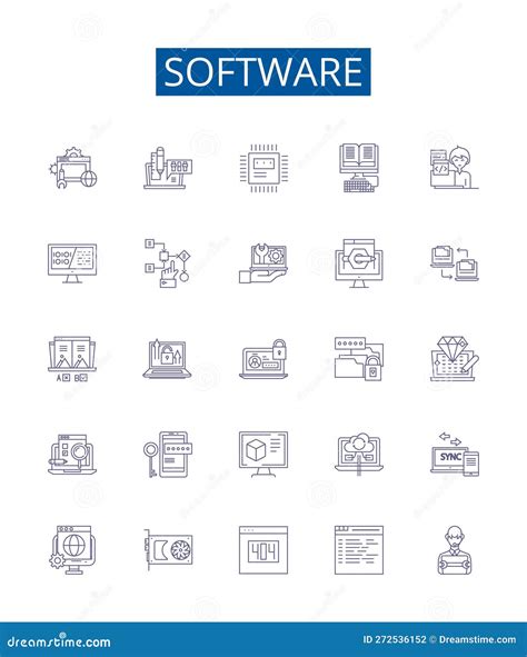 Software Line Icons Signs Set Design Collection Of Software Program Applications Code