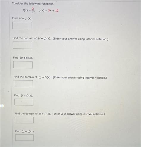 Solved Consider The Following Functions F X X2 G X 3x 12
