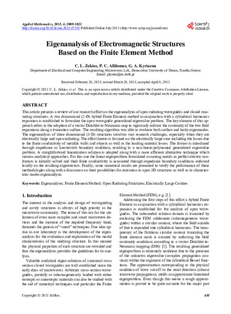 Pdf Eigenanalysis Of Electromagnetic Structures Based On The Finite