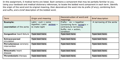 Solved In This Assignment Five Medical Terms Are Listed Each Contains A Component That May Be