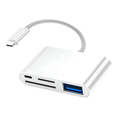 Cabo Adaptador USB C Macho para USB USB C Femea TF SD Branco Visãovip Informática