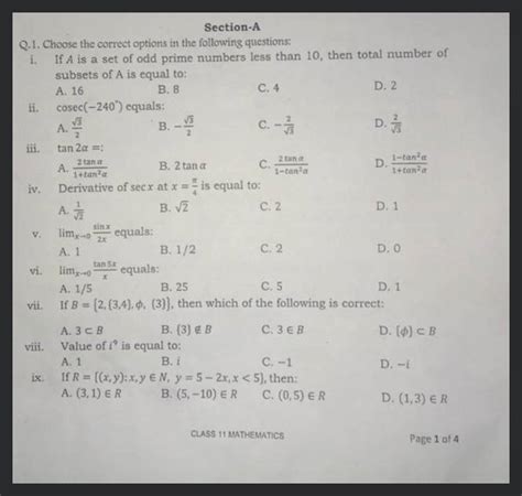 Derivative Of Secx At X4π Is Equal To Filo