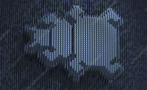 computer bug in three dimensional binary code illustration stock