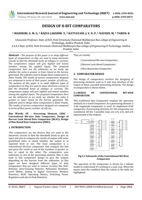 Design Of 8 Bit Comparators Pdf