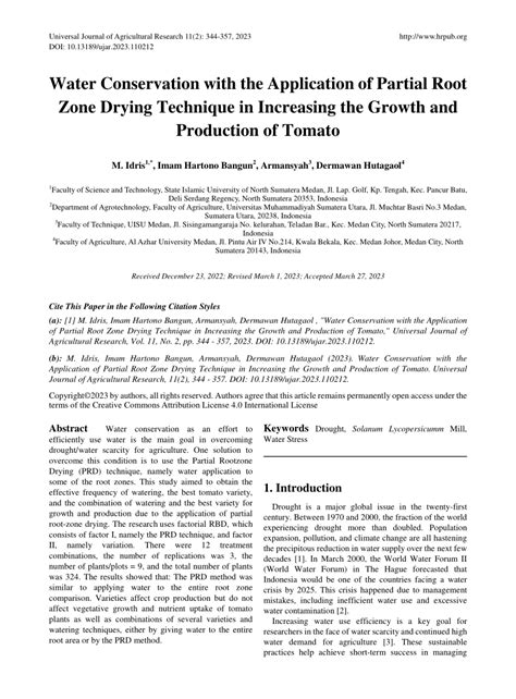 Pdf Water Conservation With The Application Of Partial Root Zone