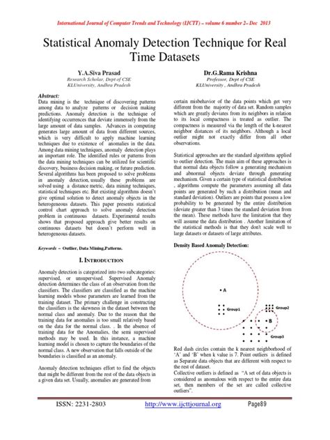 Pdf Statistical Anomaly Detection Technique For Real Time Datasets