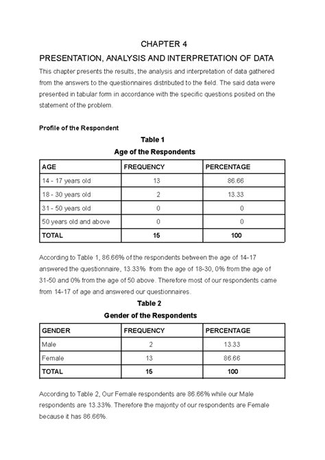 Chapter Iv Chapter 4 Presentation Analysis And Interpretation Of Data This Chapter Presents