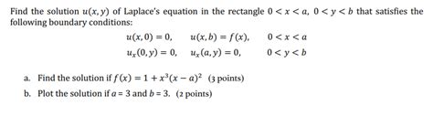 Solved Find The Solution U X Y Of Laplaces Equation In The