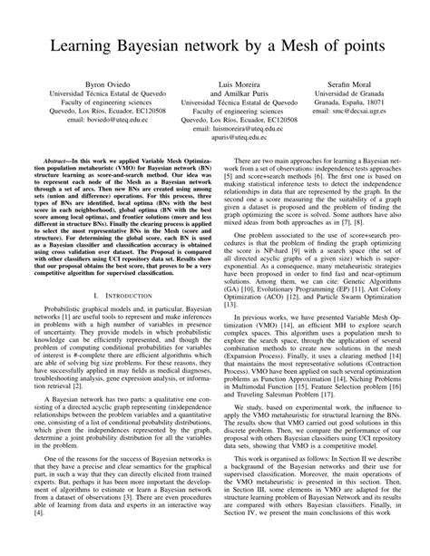 Pdf Learning Bayesian Network By A Mesh Of Points
