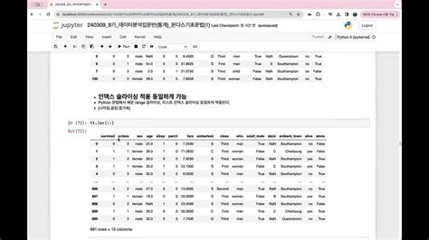 240309 bda 8기 데이터 분석 입문반 통계 강의 복습 영상 판다스 기초 문법1 pandas youtube