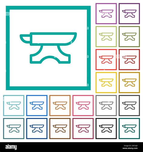 Anvil Outline Flat Color Icons With Quadrant Frames On White Background Stock Vector Image And Art