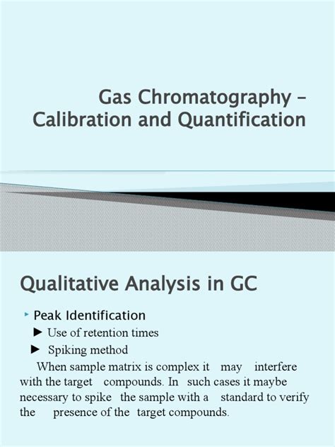 Gas Chromatography Calibration And Quantification Pdf