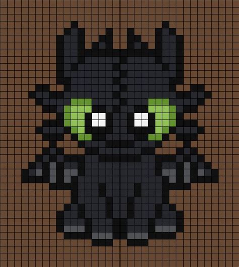 A Pixel Art Template Of The Black Dragon From How To Train Your Dragon