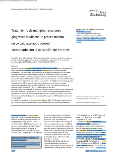 Treatment Of Multiple Gingival Recessions Enes Pdf Cirugía Ensayo Clínico