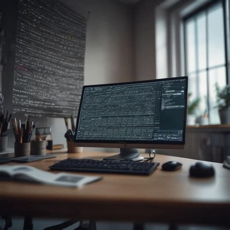 A Malbrook With Lines Of Code On Its Screen On A Busy Desk M Premium Ai Generated Image