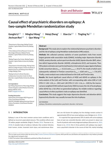 14 brain and behavior 2023 li causal effect of psychiatric