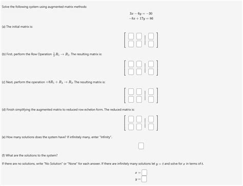 solved solve the following system using augmented matrix