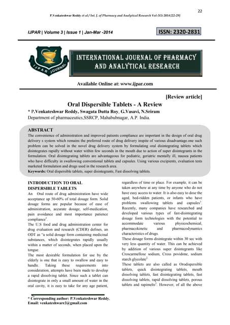 Formulation And Evaluation Of Fast Dissolving Tablets Pdf