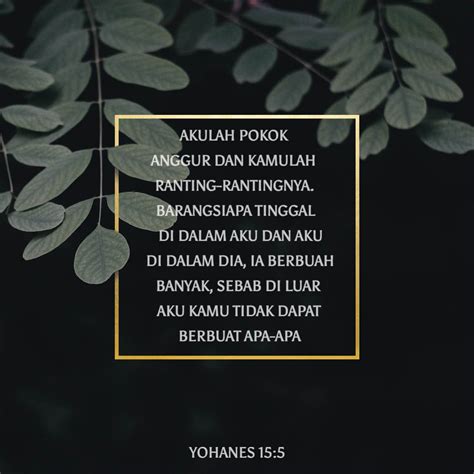 Yohanes 15:5 Akulah pokok anggur dan kamulah ranting-rantingnya. Barangsiapa tinggal di dalam ...