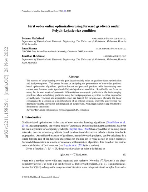 Pdf First Order Online Optimisation Using Forward Gradients Under