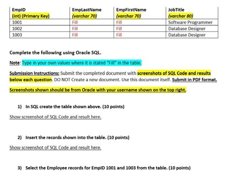 Solved Complete The Following Using Oracle Sql Note Type