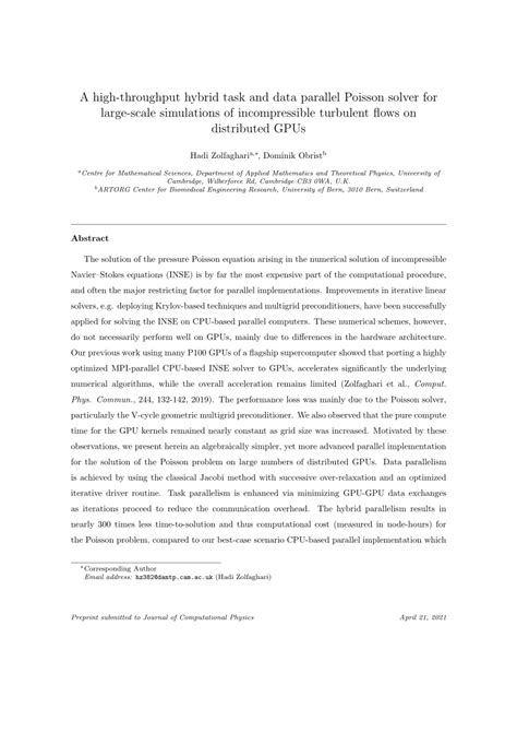 pdf a high throughput hybrid task and data parallel poisson solver