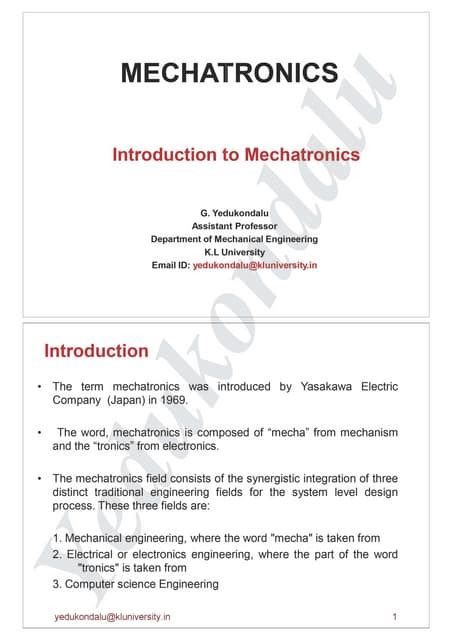 Introduction To Mechatronics Pdf