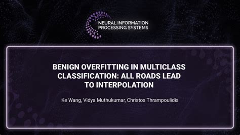 ke wang vidya muthukumar christos thrampoulidis · benign overfitting