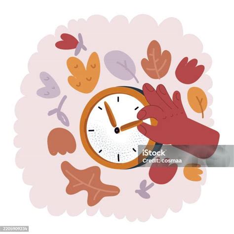 일광 절약 시간 개념의 벡터 그림입니다 가을 풍경 가을 후퇴 시계의 바늘이 겨울 시간으로 바뀌고 있습니다 11월에 대한 스톡 벡터 아트 및 기타 이미지 Istock