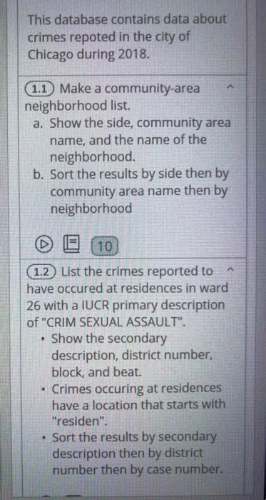 Solved This Database Contains Data About Crimes Repoted In