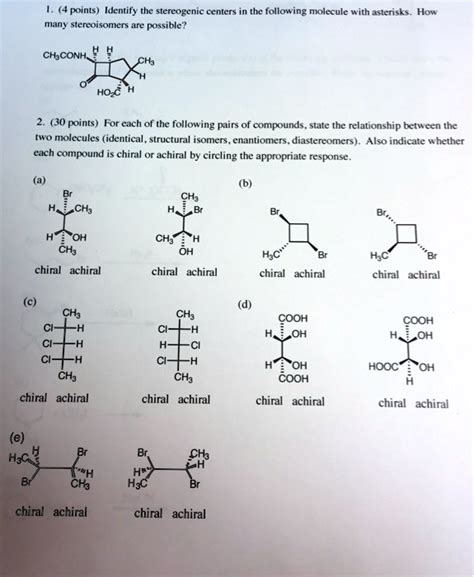 solved points identify the stereogenic centers many slereoisonen a