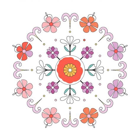 A Symmetrical Ornate Design Composed Of Various Floral Motifs Premium Ai Generated Vector
