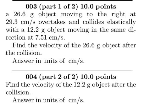 Solved 003 Part 1 Of 2 10 0 Pointsa 26 6g Object Moving Chegg Com