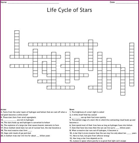 Life Cycle Of A Star Worksheet Answers Key Printable Calendars AT A