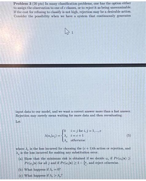 Solved Problem Pts In Many Classification Problems One Chegg