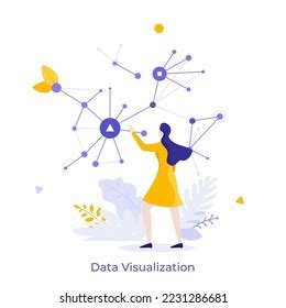 Woman Looking Tree Diagram Scheme Connected Stock Vector Royalty Free Shutterstock