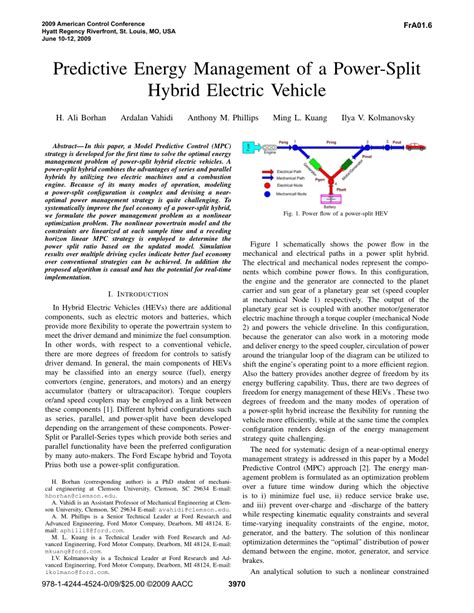 Pdf Predictive Energy Management Of A Power Split Hybrid Electric Vehicle