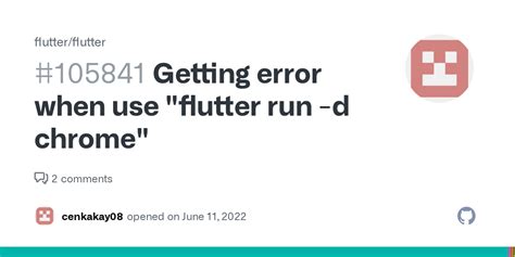Getting Error When Use Flutter Run D Chrome · Issue 105841