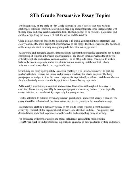 8th Grade Persuasive Essay Topicspdf