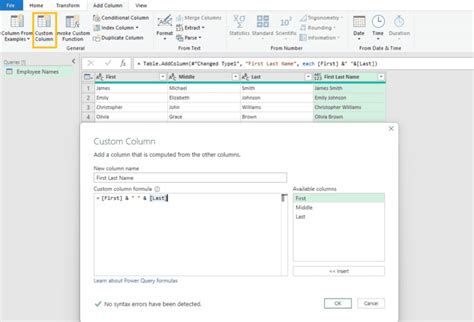 Extract Or Combine First And Last Names In Power Query